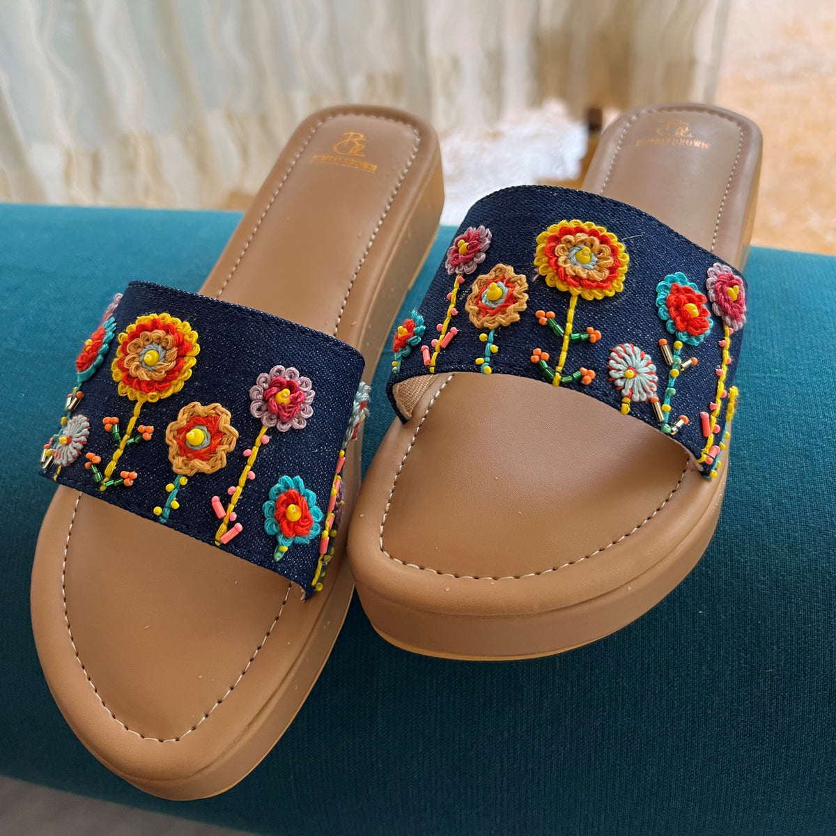 Zinnia Bloom Sliders – Bombay Brown India