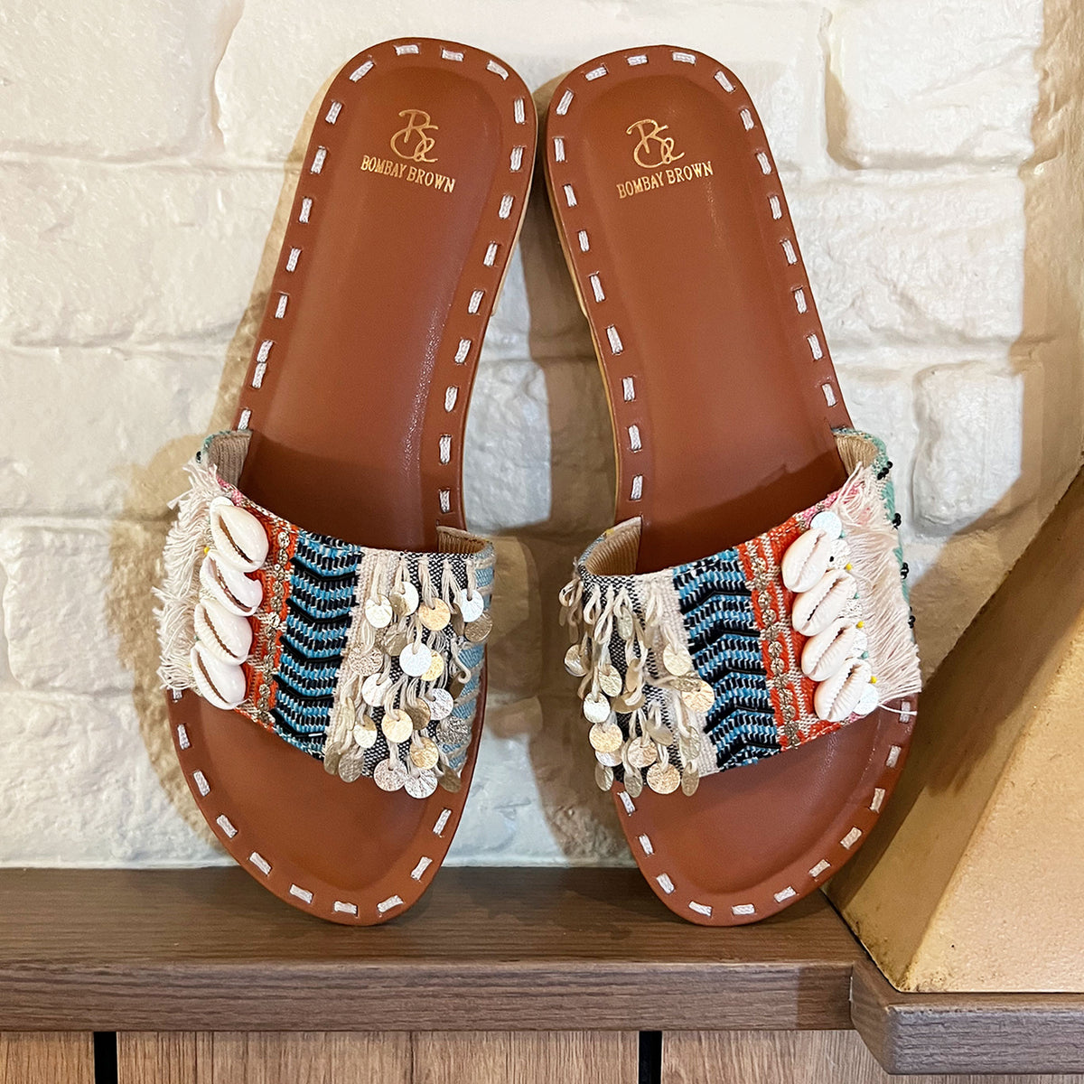 Boheme Multi Sriped Sliders – Bombay Brown India